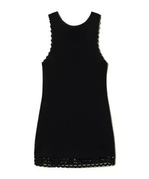 TWINSET Openwork Knit Tank Top With Scallop Rims