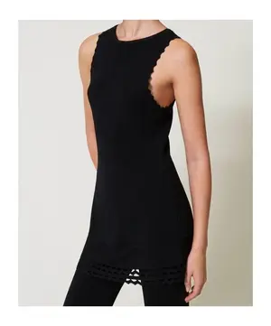 TWINSET Openwork Knit Tank Top With Scallop Rims