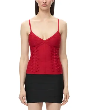 Herve Leger The Laura V Neck Bandage Top - Rouge