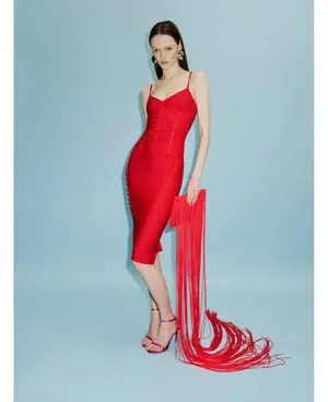 Herve Leger The Laura V Neck Bandage Top - Rouge