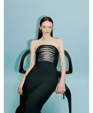 Herve Leger Metallic Keyla Strapless Gown