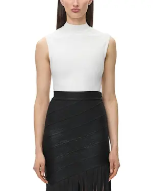 Herve Leger The Janet Turtleneck Knit Top - Alabaster
