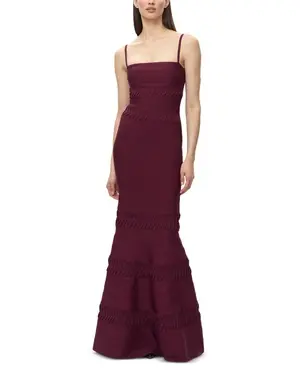 Herve Leger The Caitlin Mermaid Gown - Deep Red
