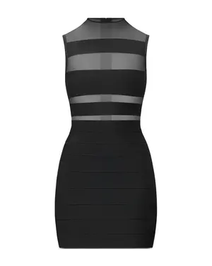 Herve Leger Allie Sheer Inset Bandage Dress