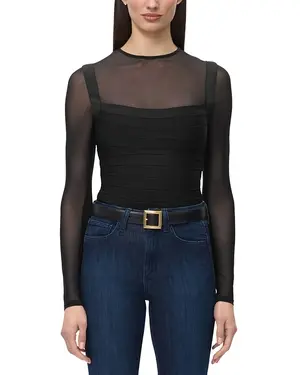 Herve Leger The Sabrina Illusion Mesh Top - Black
