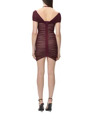 Herve Leger The Linda Ruched Mini Dress - Deep Red
