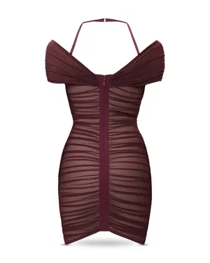 Herve Leger The Linda Ruched Mini Dress - Deep Red