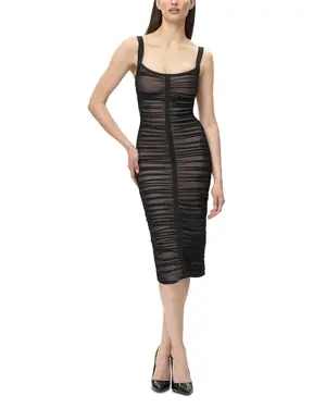 Herve Leger The Gloria Ruched Mesh Dress