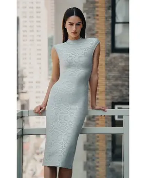 Herve Leger The Metallic Anita Bodycon Dress - Silver Foil
