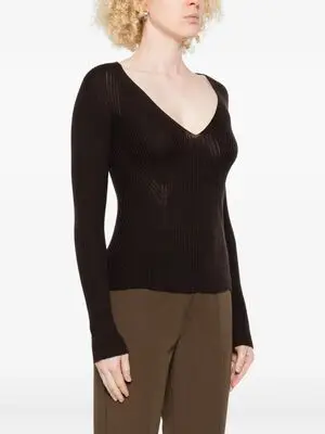 TWINSET Long-sleeved V-neck Ribbed Jumper
