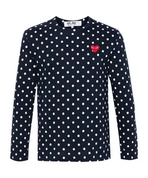 Play Comme Des Garcon Polka Dot Long Sleeve T-shirt - Black