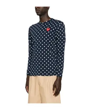 Play Comme Des Garcon Polka Dot Long Sleeve T-shirt - Black