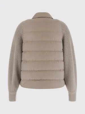 Brunello Cucinelli Quilted Down Jacket With Contrasting Knit Sleeves - Beige