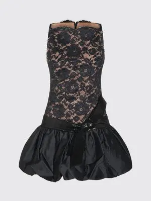 SELF-PORTRAIT Lace And Satin Bubble Hem Dress
