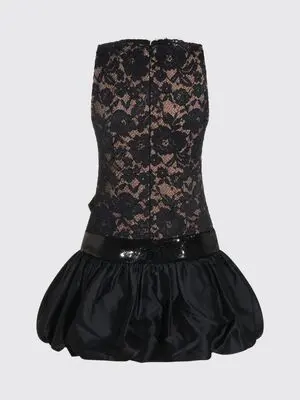 SELF-PORTRAIT Lace And Satin Bubble Hem Dress