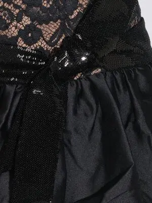 SELF-PORTRAIT Lace And Satin Bubble Hem Dress