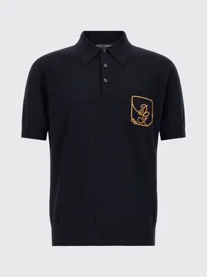 Dolce & Gabbana Embroidered Logo Virgin Wool Knit Polo Shirt