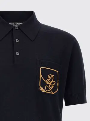 Dolce & Gabbana Embroidered Logo Virgin Wool Knit Polo Shirt