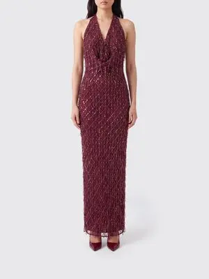 ROTATE BY BIRGER CHRISTENSEN Slim Fit Halterneck Beaded Long Evening Gown