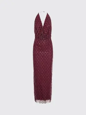 ROTATE BY BIRGER CHRISTENSEN Slim Fit Halterneck Beaded Long Evening Gown