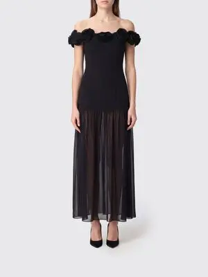 ROTATE BY BIRGER CHRISTENSEN Strapless Floral Appliqué Crêpe Midi Evening Dress