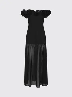 ROTATE BY BIRGER CHRISTENSEN Strapless Floral Appliqué Crêpe Midi Evening Dress