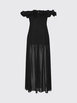 ROTATE BY BIRGER CHRISTENSEN Strapless Floral Appliqué Crêpe Midi Evening Dress