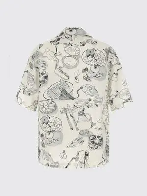 Jacquemus Short-sleeve Bowling Shirt In Graphic-print Linen Blend - White
