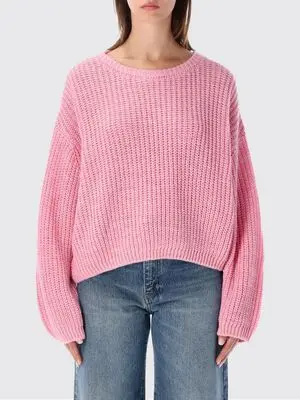 American Vintage Relaxed Fit Crewneck Wool Blend Jumper - Pink