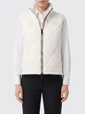 Burberry Quilted Zip-up Vest With Signature Check Trim