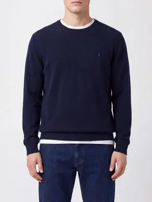 Polo Ralph Lauren Crewneck Cotton Jumper With Contrast Pony Logo Embroidery
