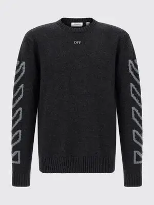 Off-White Crew Neck Sweater With Diagonal Stripes