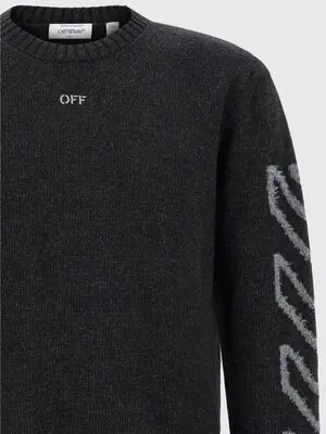 Off-White Crew Neck Sweater With Diagonal Stripes