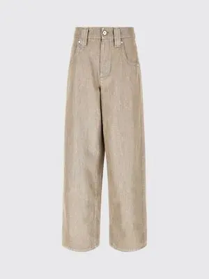 Brunello Cucinelli High-rise Wide-leg Lurex Denim Jeans With Monili - Beige