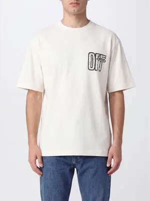 Off-White Cotton T-shirt With Contrast Arrow Logo On The Back - White