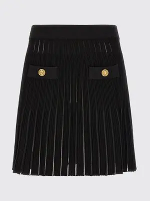Balmain Pleated Skirt With Gold Button Detail