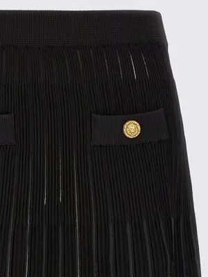 Balmain Pleated Skirt With Gold Button Detail