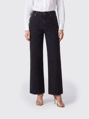 Balmain Mid-rise Wide-leg Diamond-pattern Denim Jeans