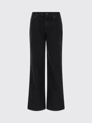 Balmain Mid-rise Wide-leg Diamond-pattern Denim Jeans