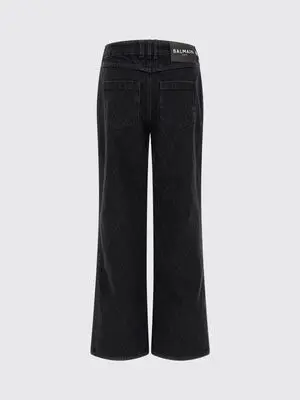 Balmain Mid-rise Wide-leg Diamond-pattern Denim Jeans