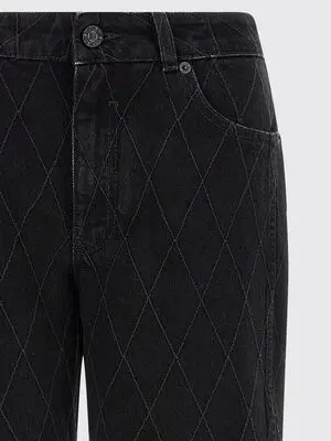 Balmain Mid-rise Wide-leg Diamond-pattern Denim Jeans
