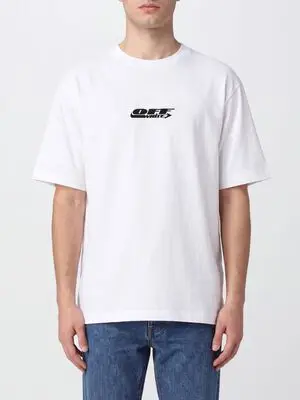 Off-White Crewneck Cotton T-shirt With Arrow Logo On The Back - White