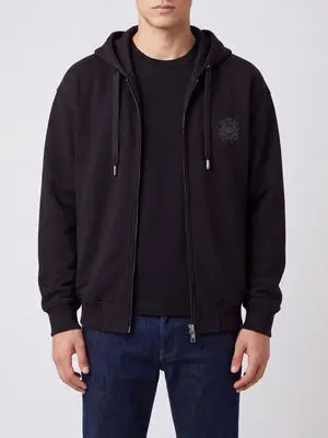 Dolce & Gabbana Zip-up Cotton Sweatshirt With Logo - Black