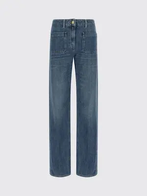 Elisabetta Franchi Wide Leg Jeans With Embroidered Monogram