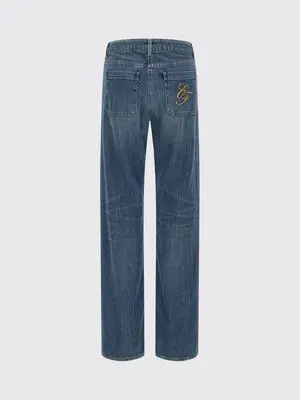 Elisabetta Franchi Wide Leg Jeans With Embroidered Monogram