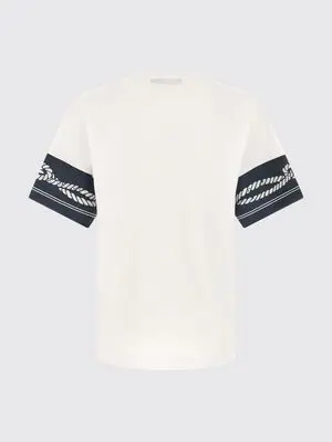 Dolce & Gabbana Cotton And Silk T-shirt With Graphic Print And Contrast Trims