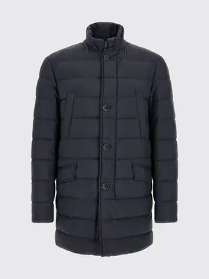 Herno Long Quilted Nylon Puffer Coat With High Neck And Button Closure - Blue