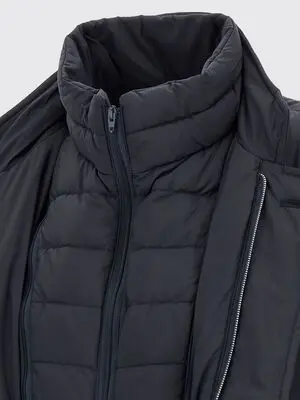 Herno Long Quilted Nylon Puffer Coat With High Neck And Button Closure - Blue