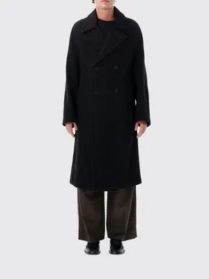 LEMAIRE Long Wool And Alpaca Double-breasted Coat - Black
