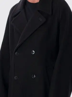 LEMAIRE Long Wool And Alpaca Double-breasted Coat - Black